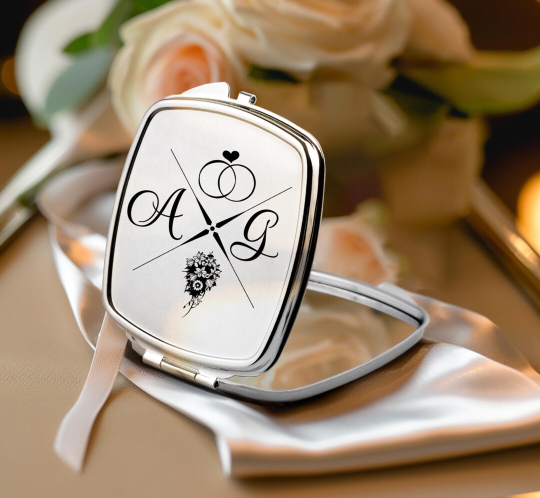 Personalized Compact Mirror, Wedding Theme Hand Mirror, Personalized ...