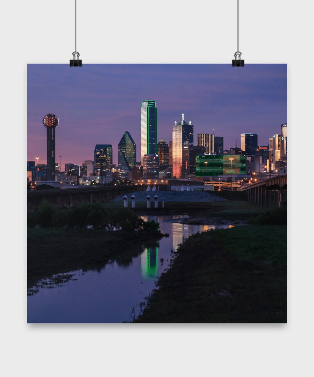 Dallas Skyline Poster, Dallas Texas Photo Gift, Dallas at Night Wall ...