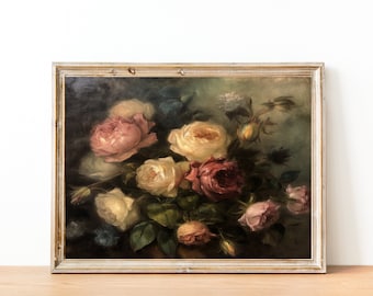 Vintage Flower Painting French Antique Rose Art Print DIGITAL PRINT ...