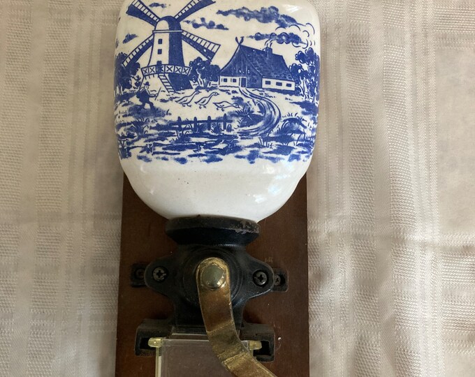 Vintage Delft Blue Wall-mounted Coffee Grinder - Etsy