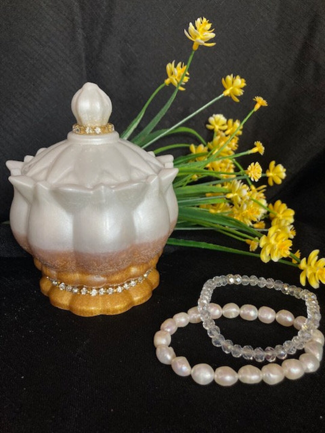 Bridgerton Antique Bejeweled Opaque Resin Jar With Lid Jewelry Jar ...
