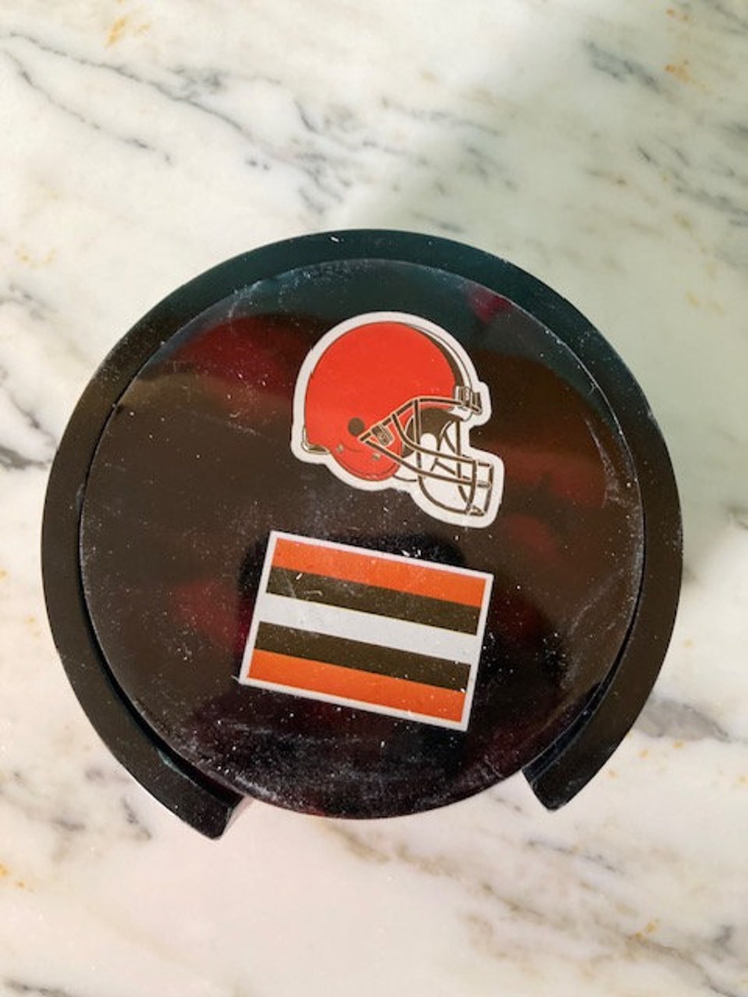 AFC North NFL Football Resin Coasters and Holder, Browns, Ravens, NFL ...