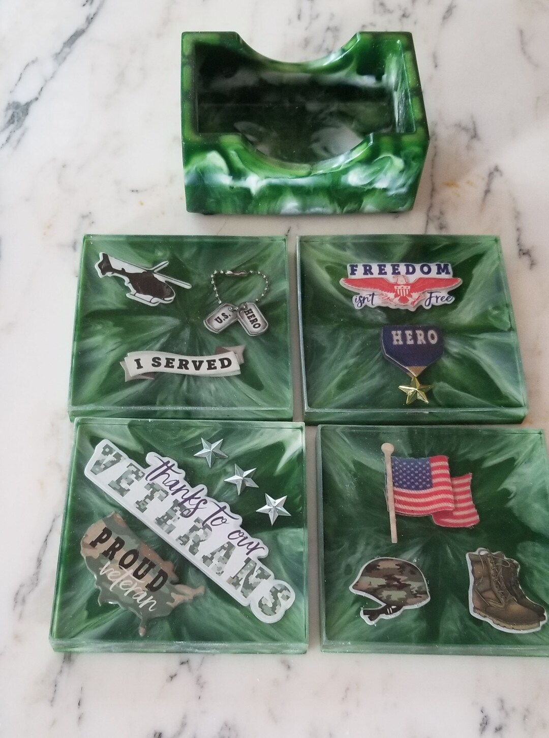 Military Veteran Coasters 4 Resin Coaster Set Gift for Veterans - Etsy
