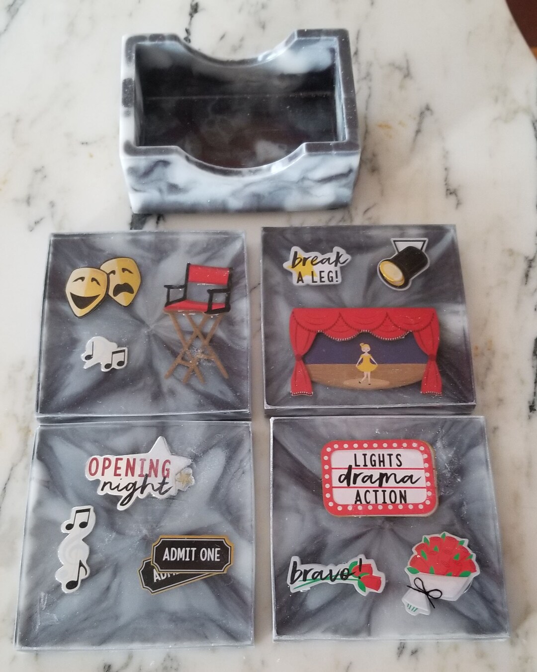 Set the Stage With Our Drama Coaster Set 4 Resin Coasters Gift for ...