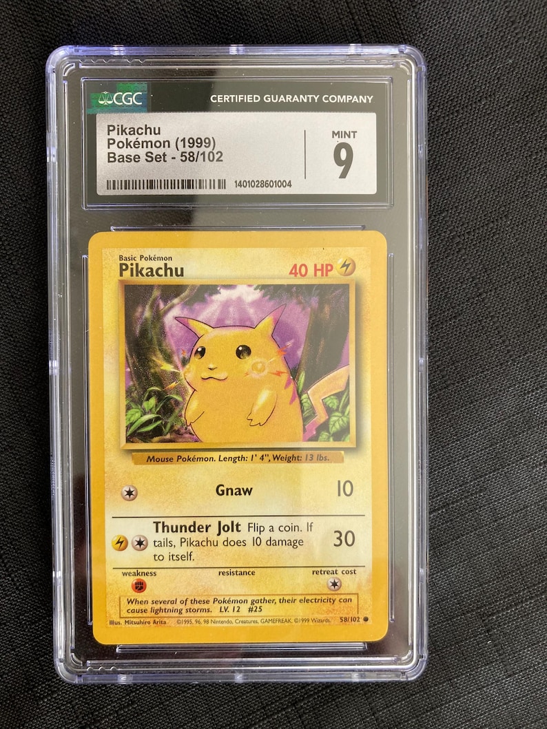 1999 Pokémon Base Set Pikachu 58/102 CGC Mint 9 - Etsy
