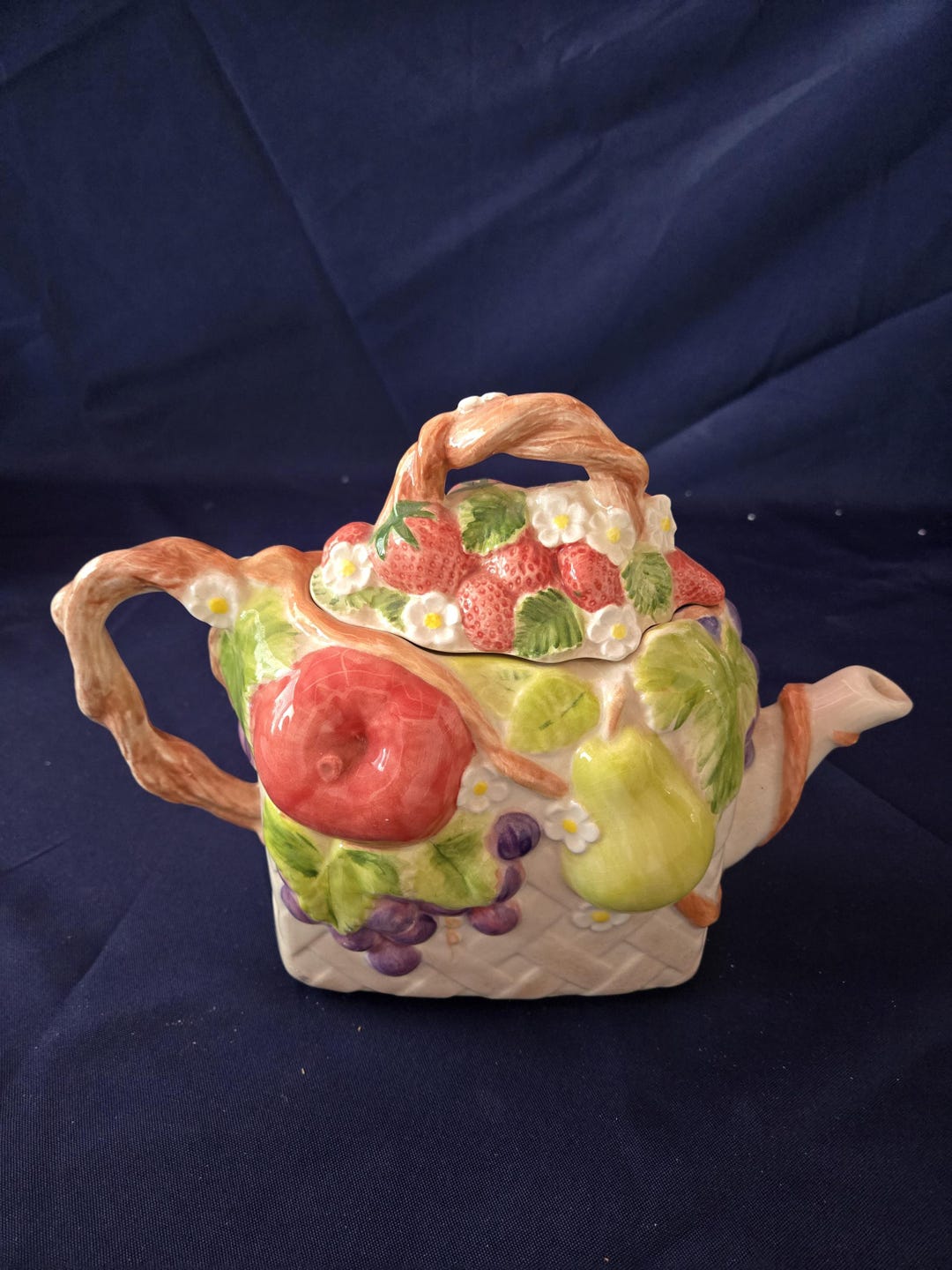 Hand-painted Ceramic Fruit Teapot – Colorful Basket Design With Fruit ...