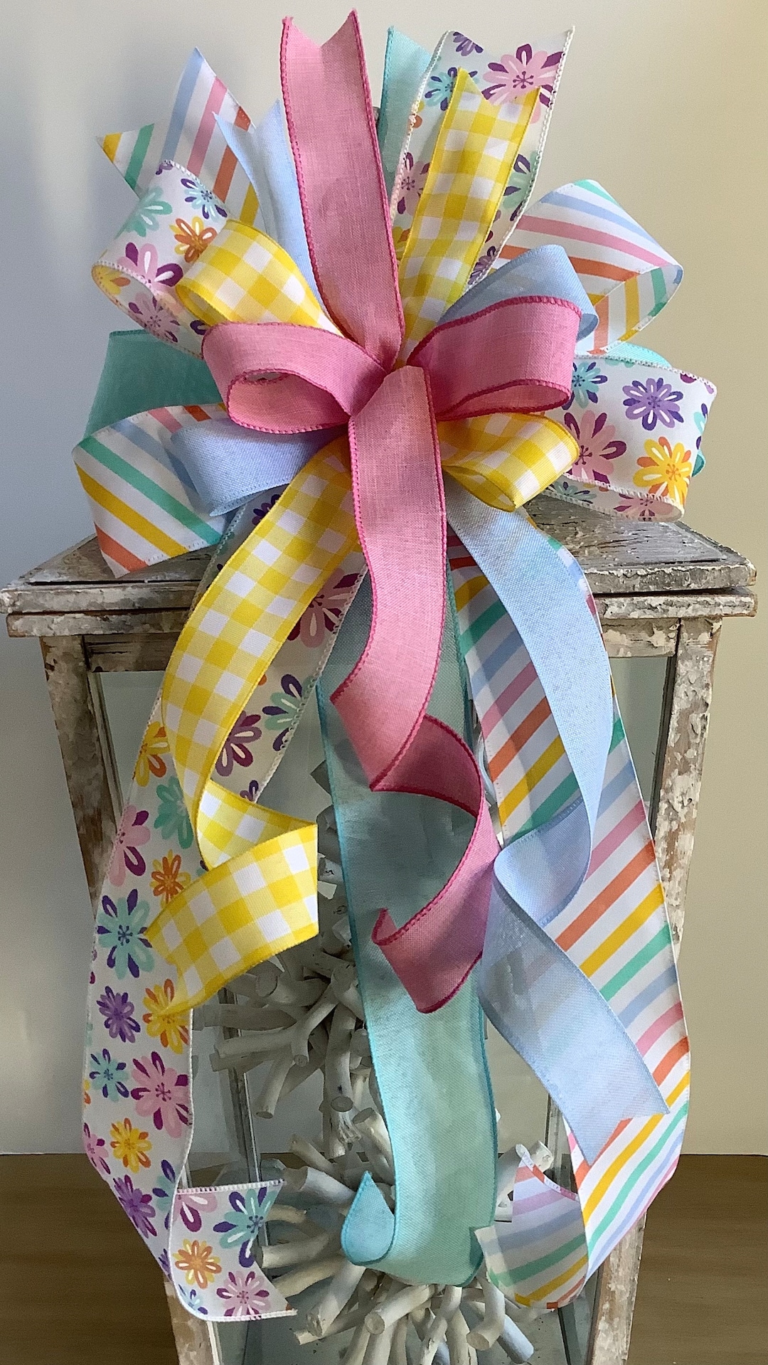 Easter Floral Bow, Easter Wreath Bow, Easter Decor, Bow for Easter ...