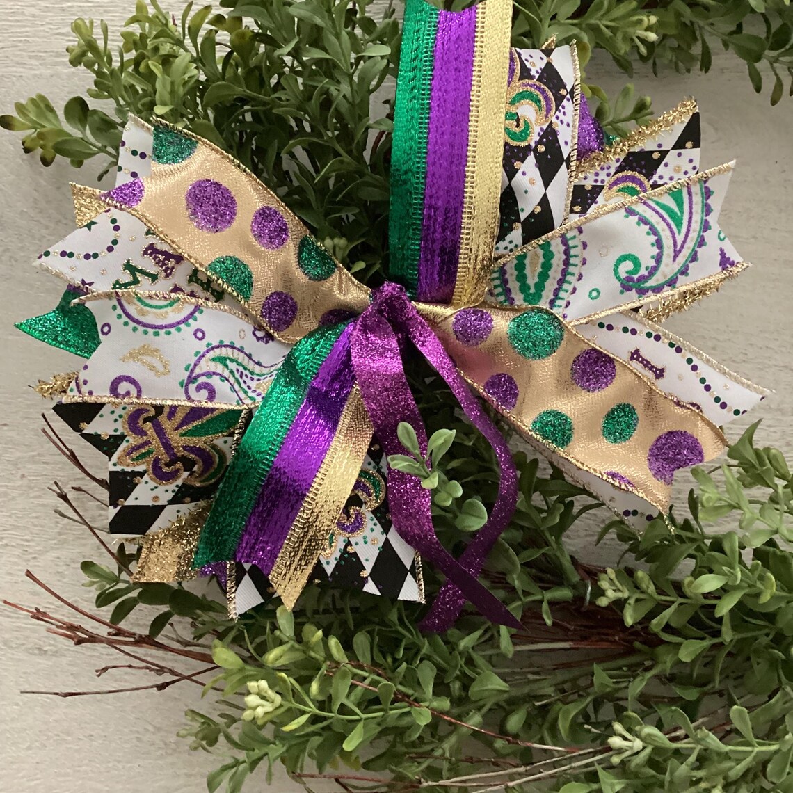 Messy Bow, Mardi Gras Messy Wreath Bow - Etsy
