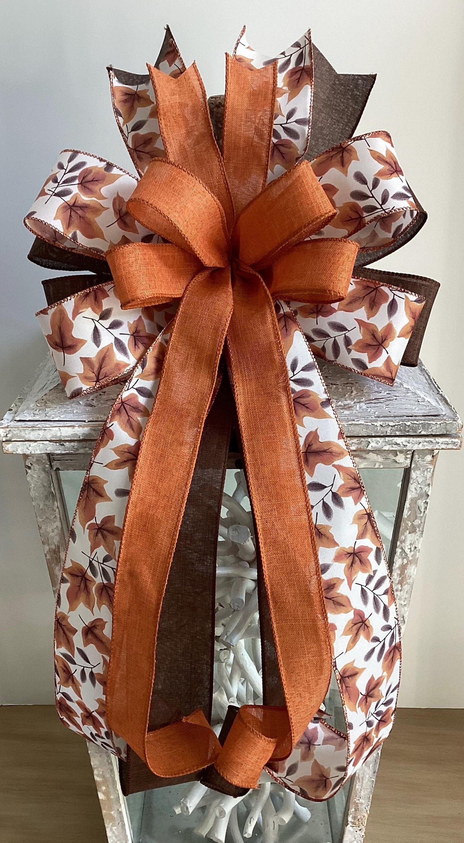 Fall Wreath Bow, Lantern Bow, Fall Door Hanger Bow, Wreath ...