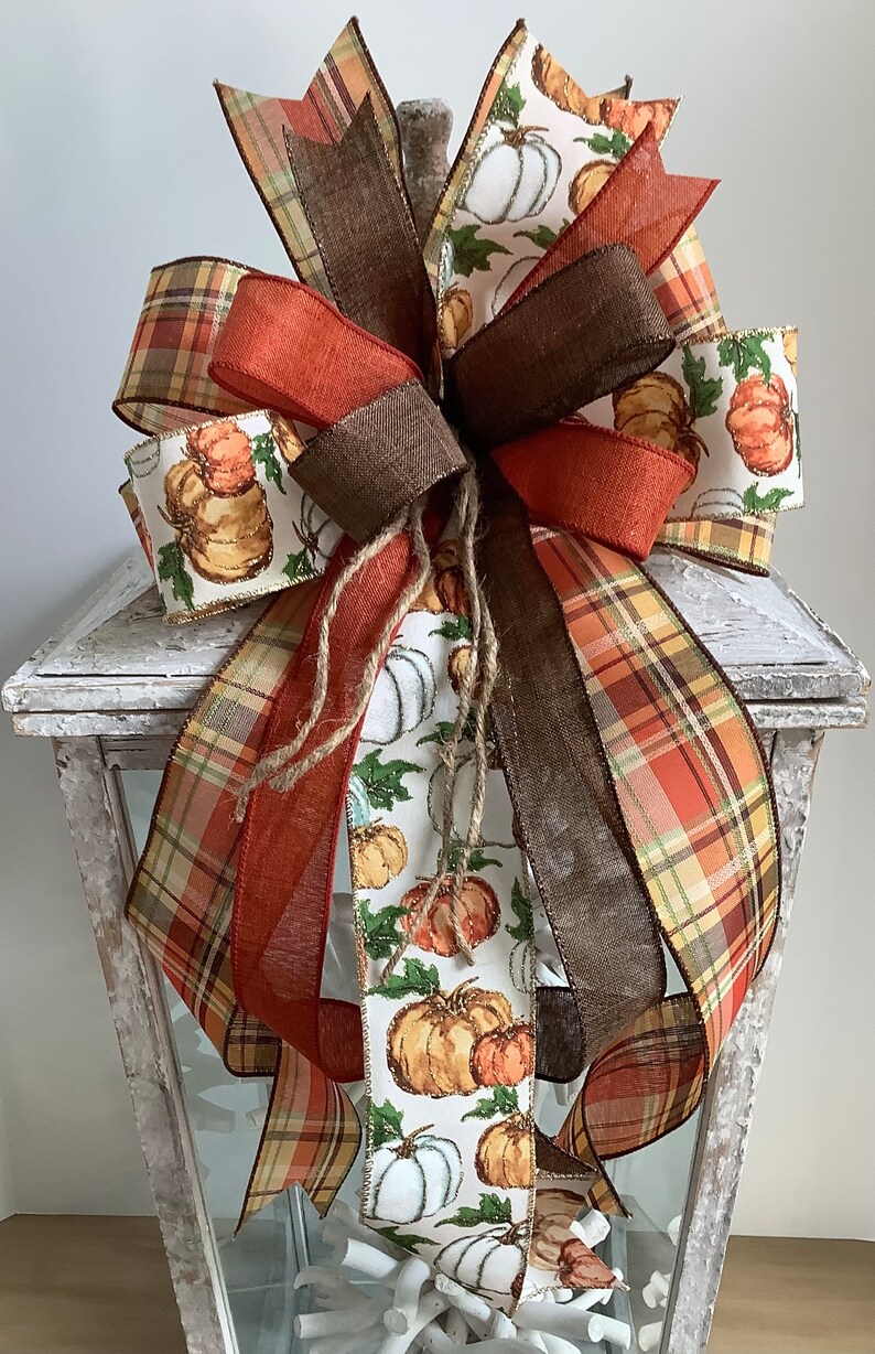 Fall Wreath Bow Lantern Bow Fall Door Hanger Bow Wreath - Etsy