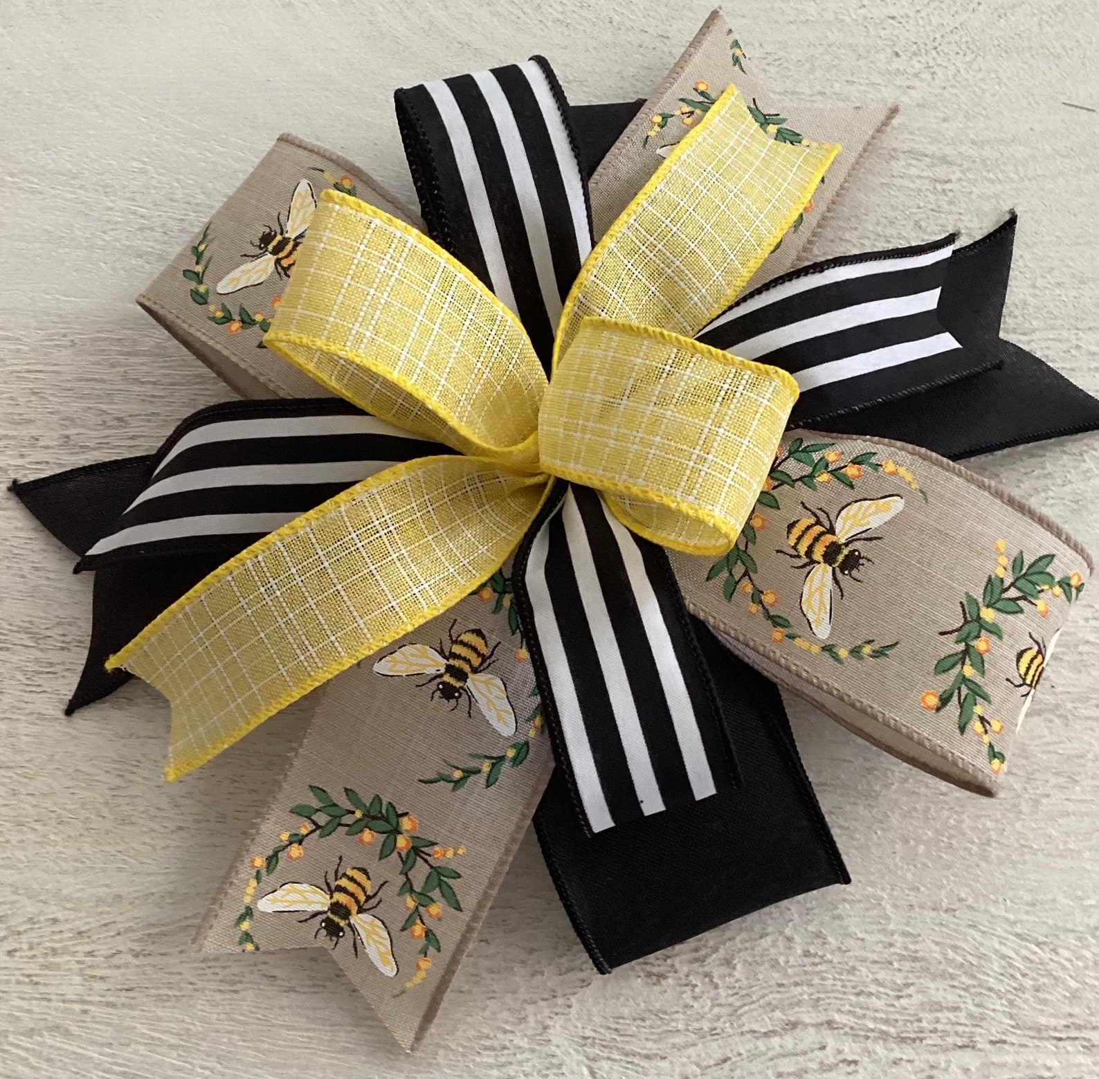 Bumblebee Wreath Bow, Summer Wreath Bow, Lantern Bow, Wreath ...