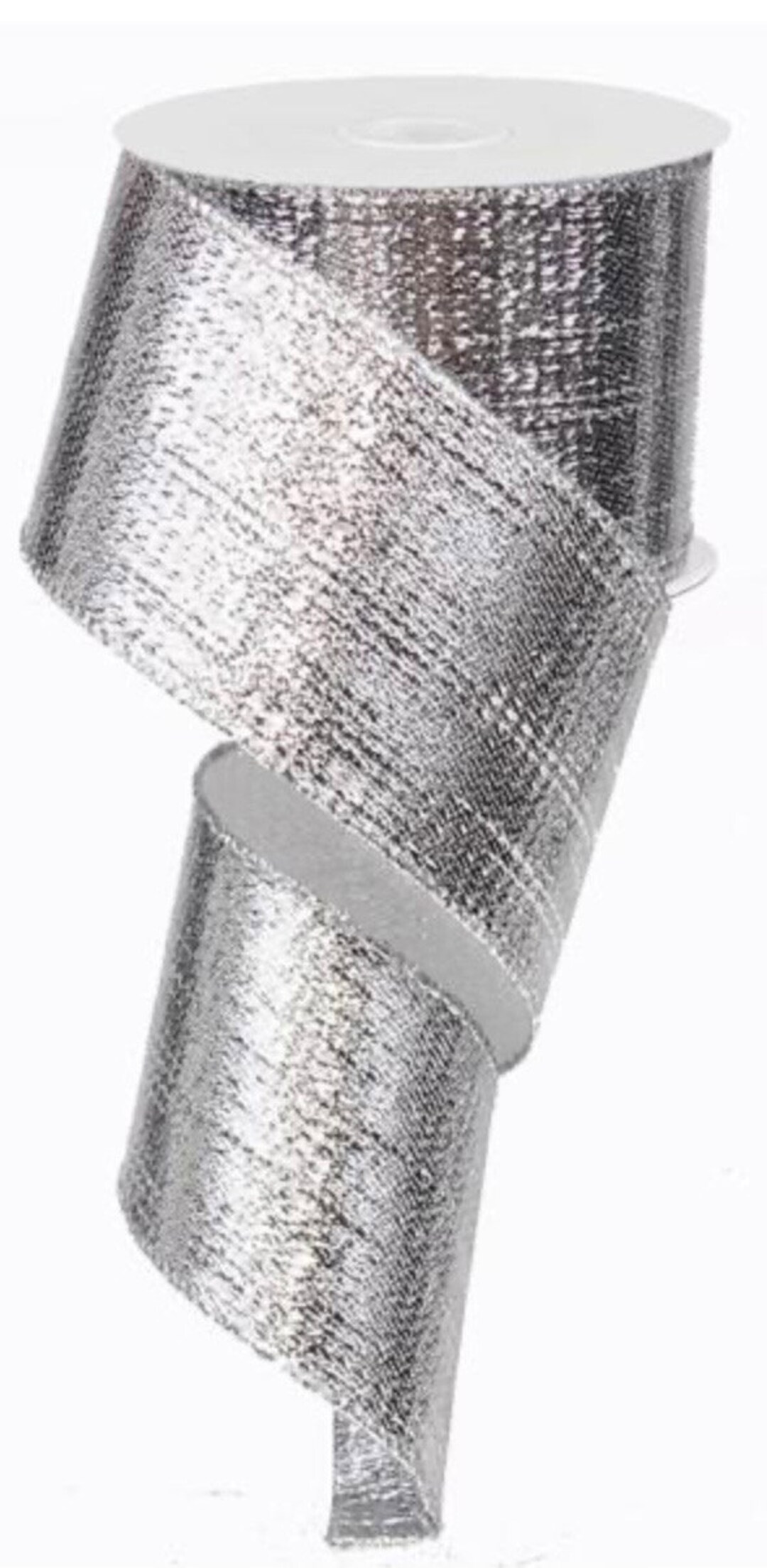 10 Yards Metallic Silver Wired Ribbon, Silver Christmas Wired Ribbon ...