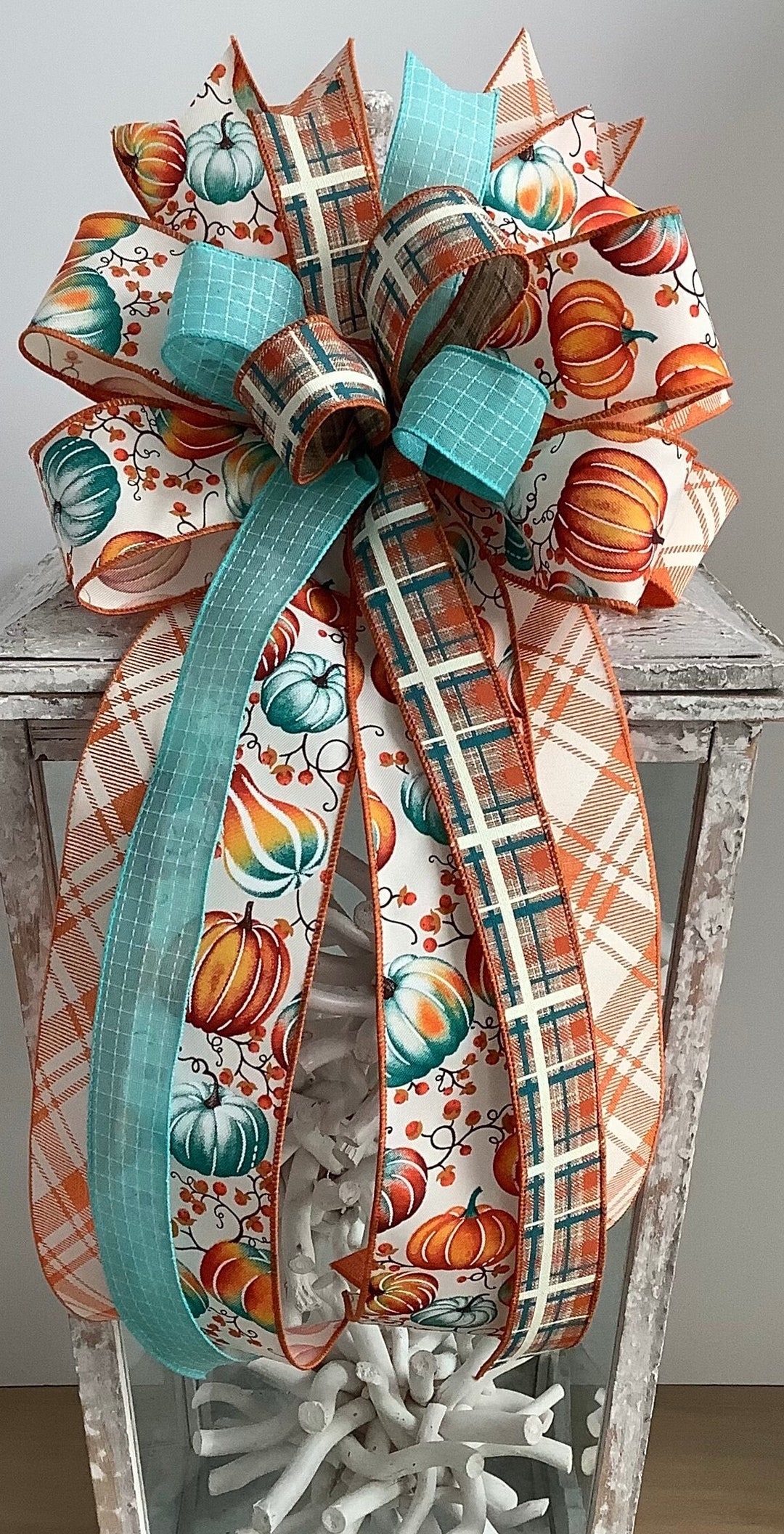 Fall Wreath Bow, Lantern Bow, Fall Door Hanger Bow, Wreath ...