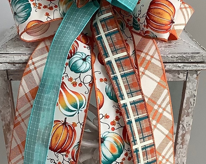 Fall Wreath Bow, Lantern Bow, Fall Door Hanger Bow, Wreath ...