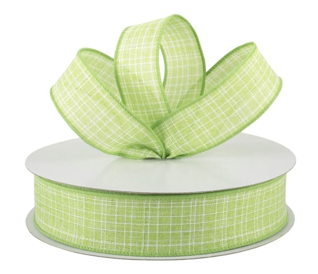1.5” Lime Green Textured Wired Ribbon, Summer Wired Ribbon, Craft ...