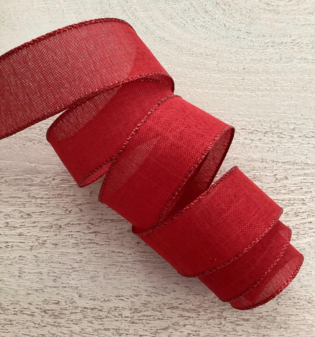 1.5” Christmas Red Wired Ribbon, Red Christmas Wired Ribbon for Bows ...
