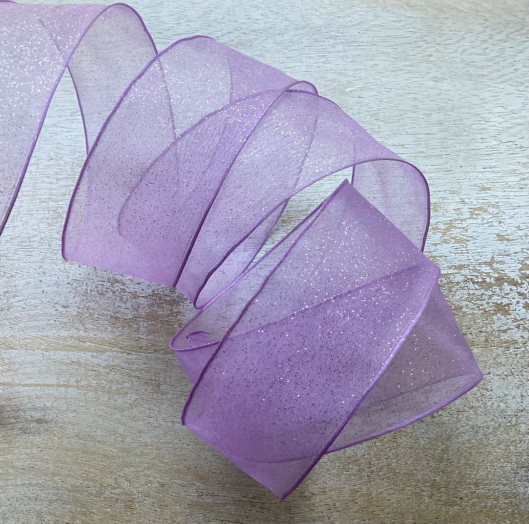 1.5” Sheer Lavender Sparkle Wired Ribbon, Summer Wired Ribbon, Craft ...