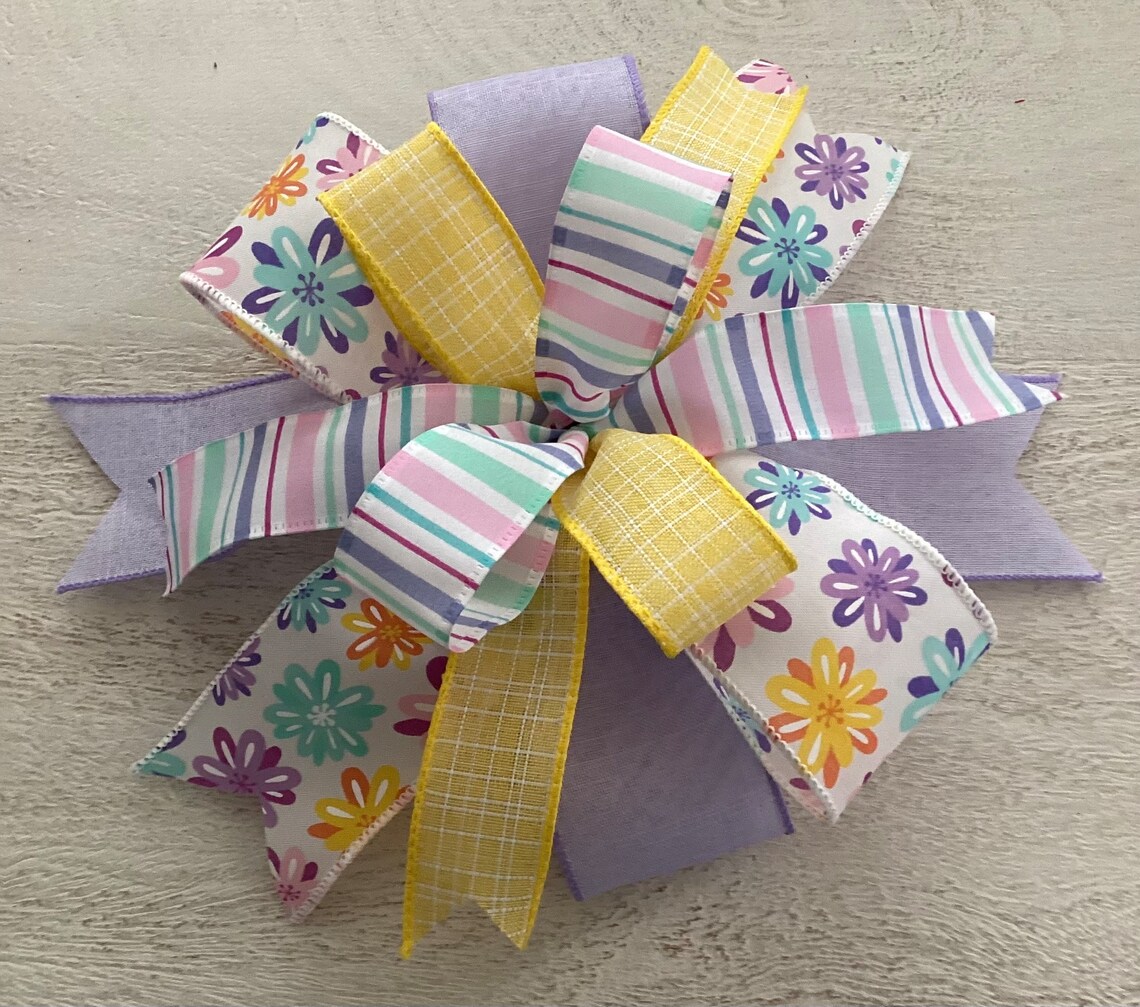 Easter Floral Bow, Easter Wreath Bow, Easter Decor, Bow for Easter ...