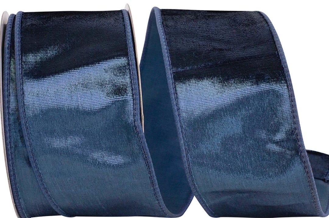 10 Yards Blue Plush Velvet Christmas Wired Ribbon, Blue Velvet ...