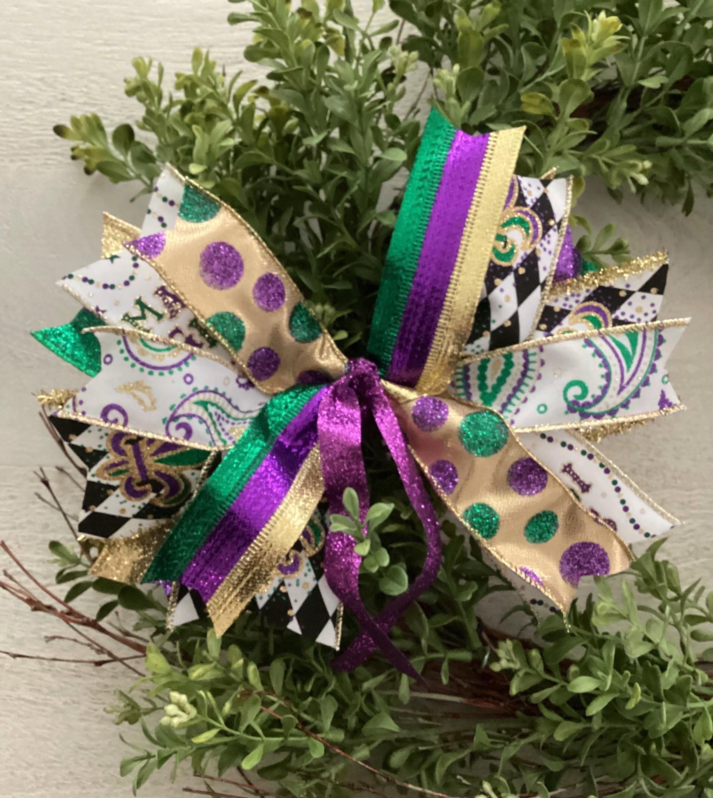 Messy Bow, Mardi Gras Messy Wreath Bow - Etsy