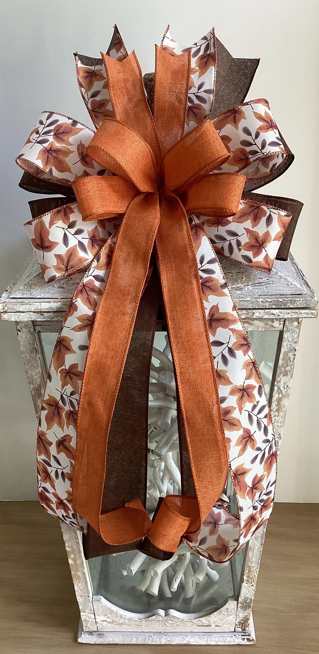 Fall Wreath Bow, Lantern Bow, Fall Door Hanger Bow, Wreath ...