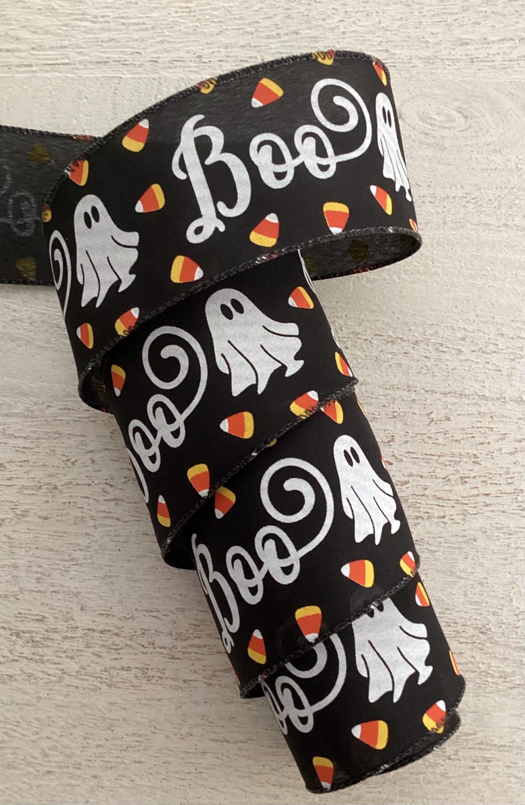 5 Yards Boo Halloween Wire Edge Ribbon 2.5” Wide, Halloween Ribbon ...