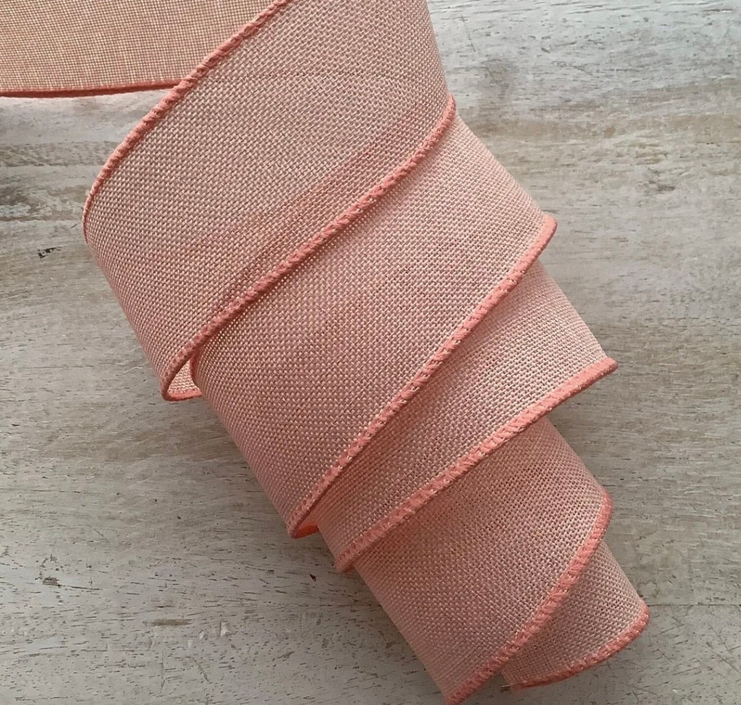 1.5” Peach Wired Ribbon, Everyday Solid Wired Ribbon, Craft Ribbon ...