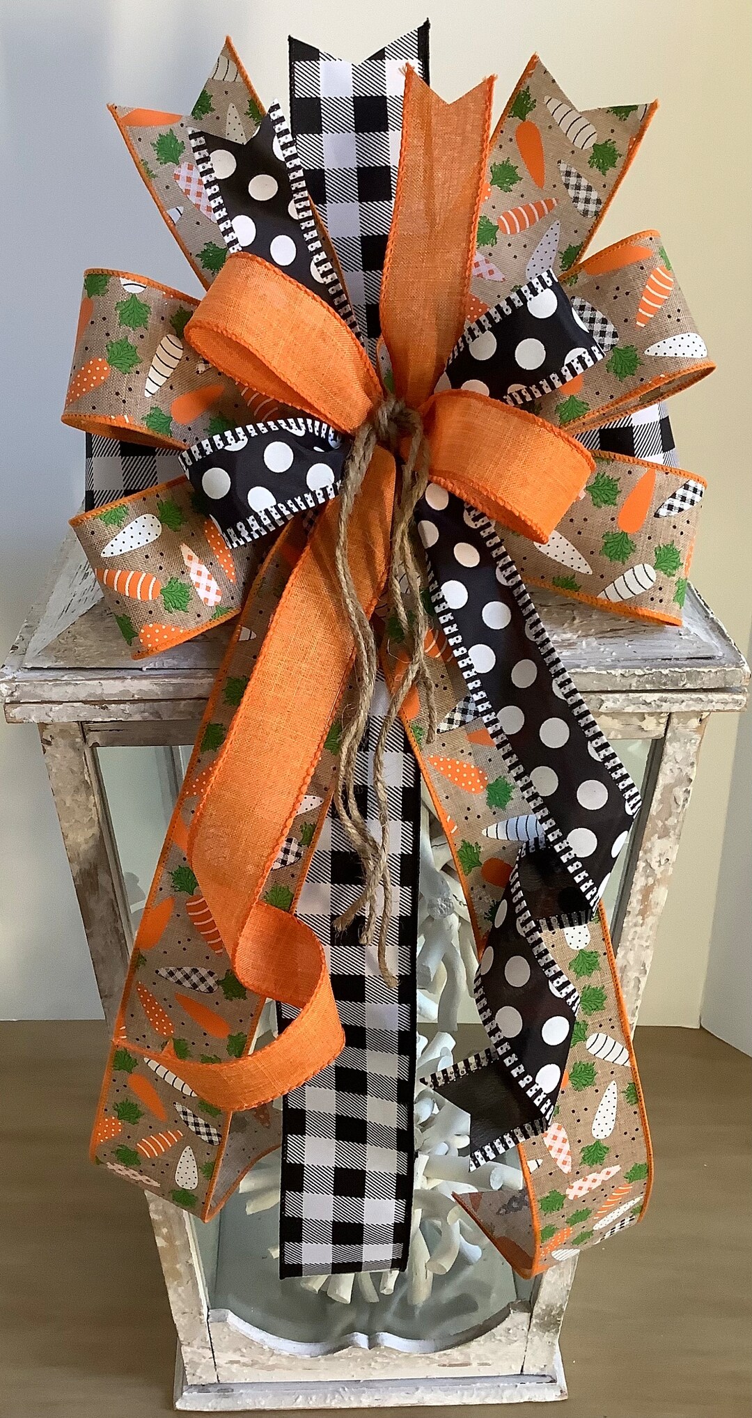 Easter Carrot Bow, Easter Wreath Bow, Easter Carrots Decor Bow, Bow for ...