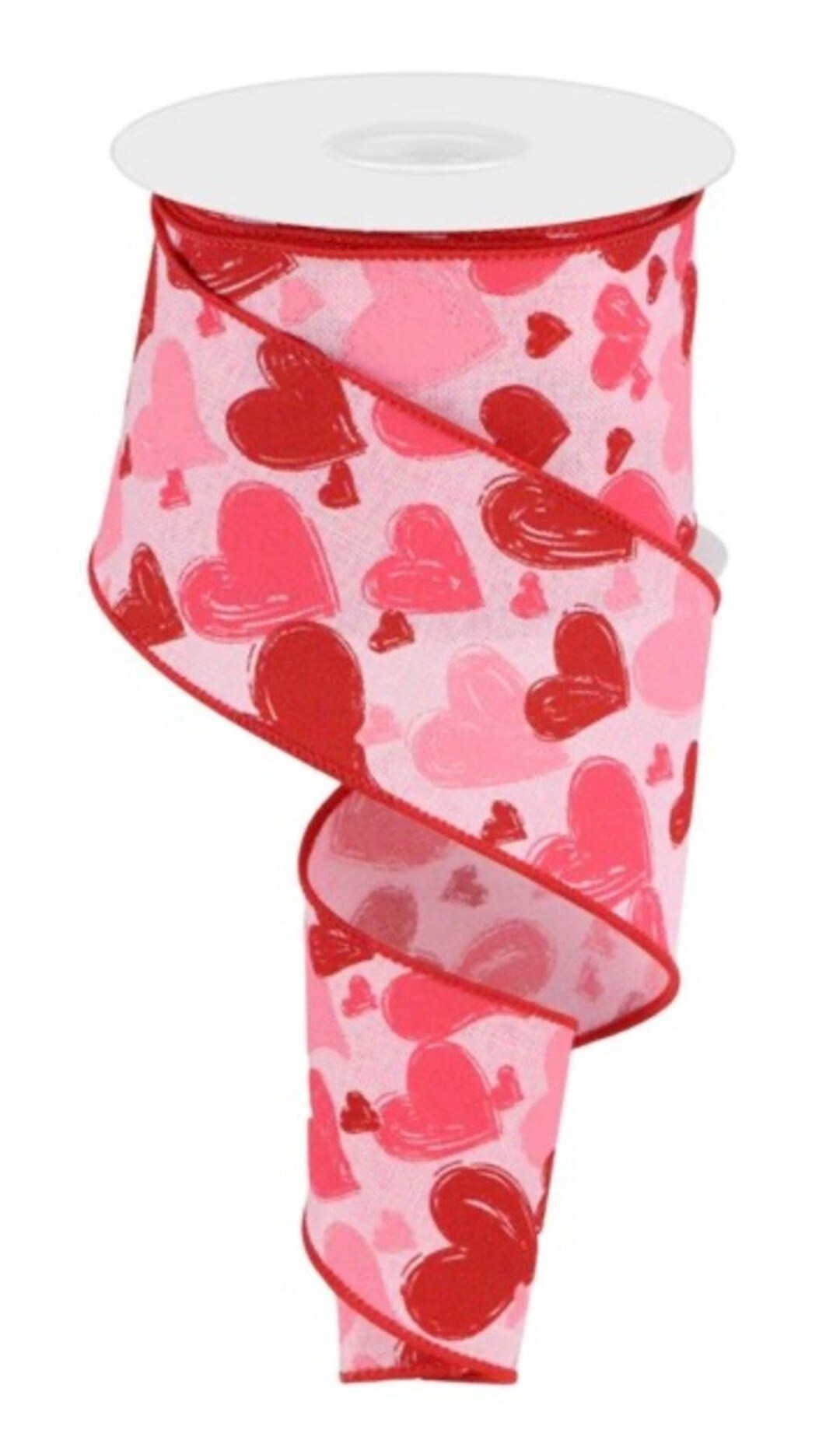2.5 Valentine's Day Heart Ribbon, Heart Wired Ribbon, Wreath Ribbon ...