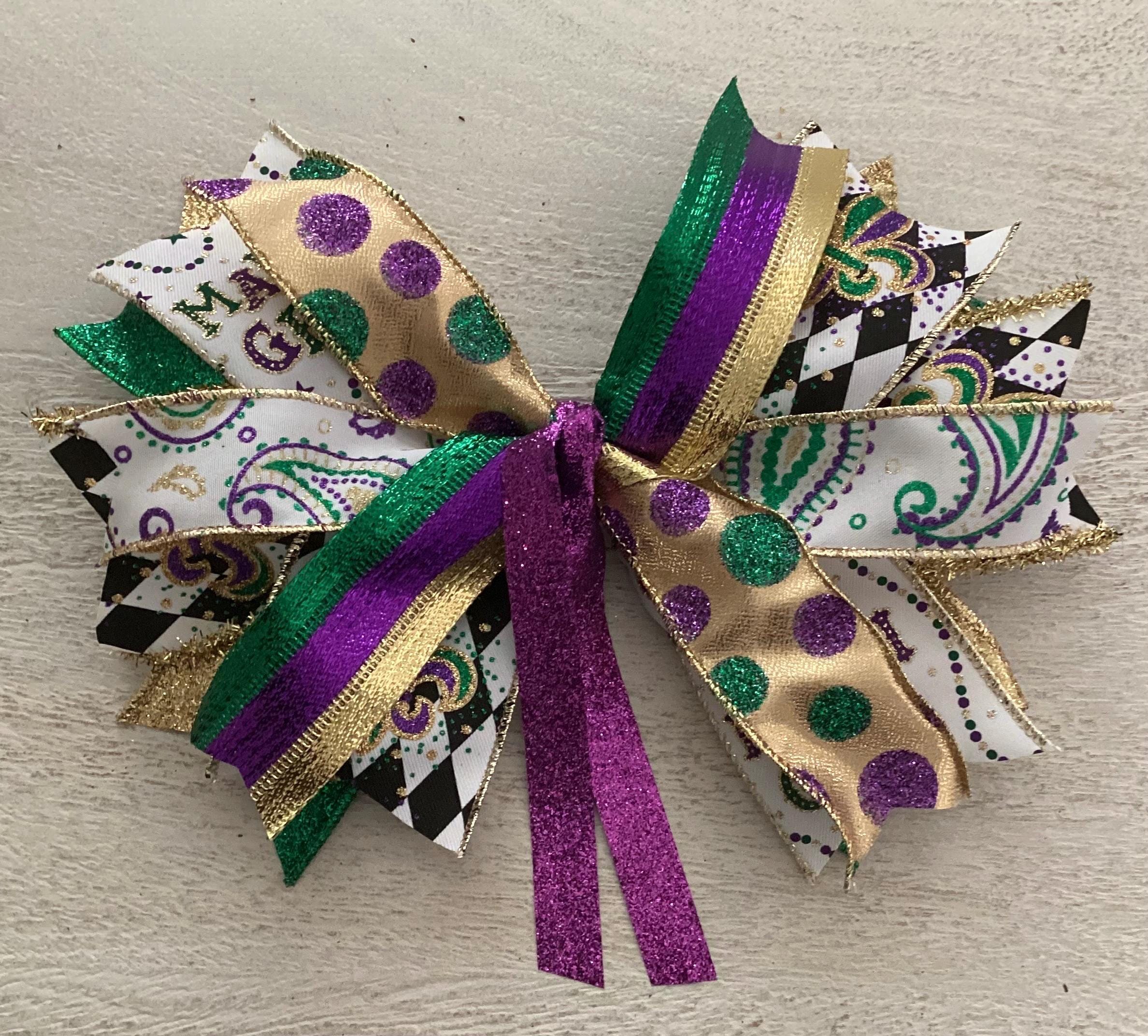 Messy Bow, Mardi Gras Messy Wreath Bow - Etsy