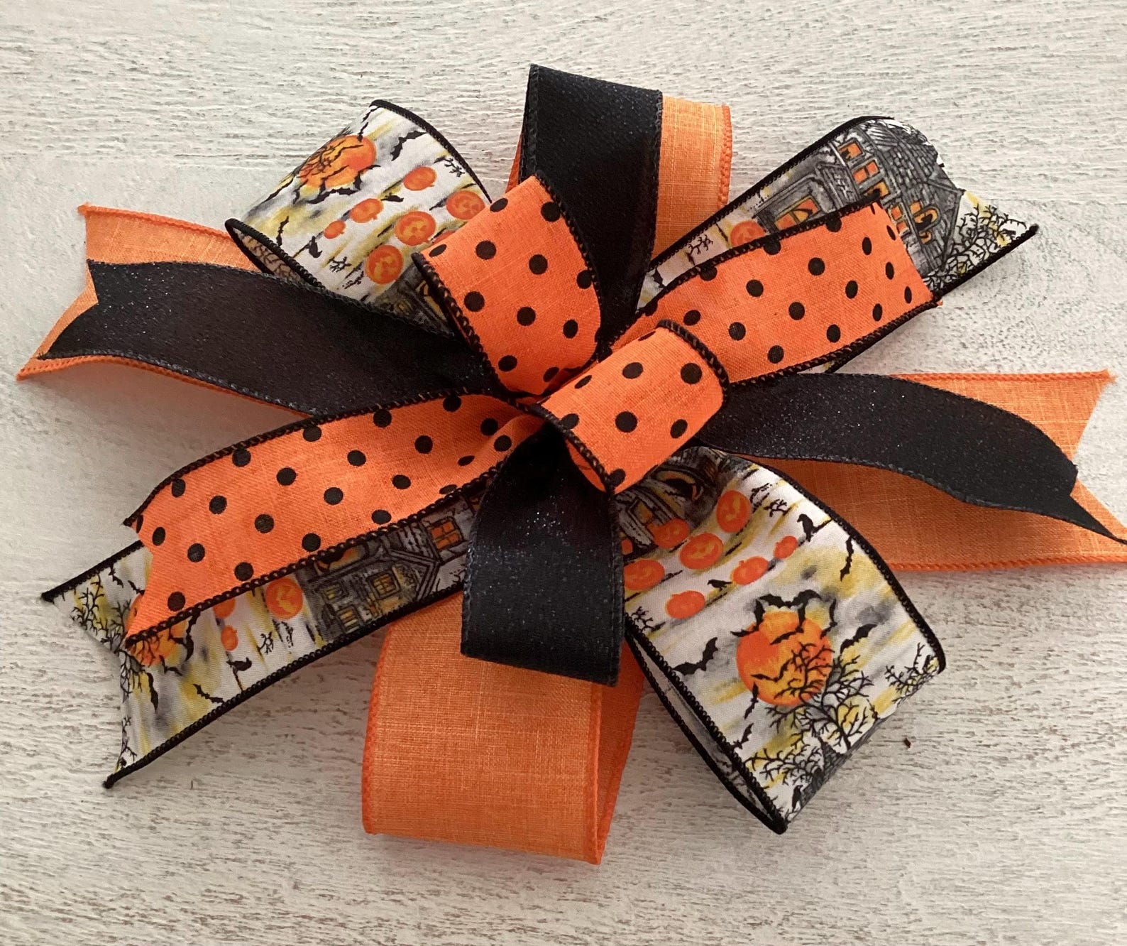 Halloween Pumpkin Wreath Bow, Black & Orange Lantern Bow, Fall Door ...