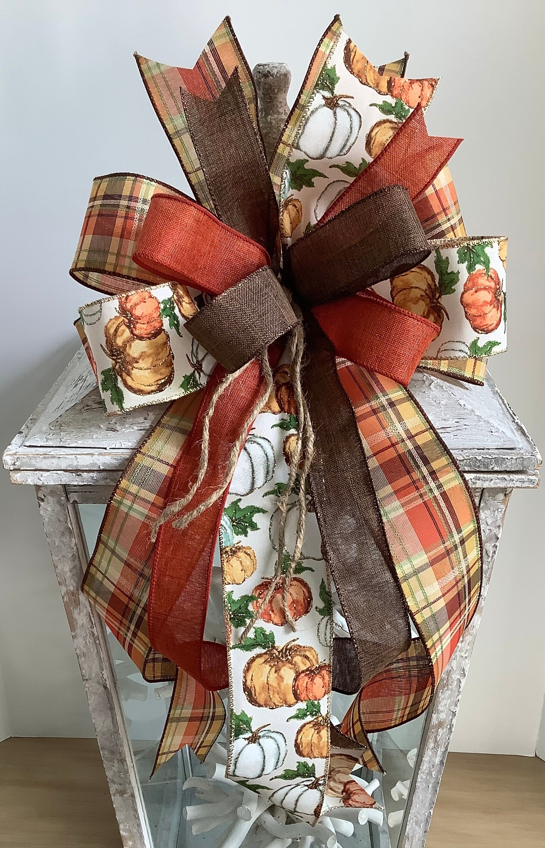 Fall Wreath Bow Lantern Bow Fall Door Hanger Bow Wreath - Etsy