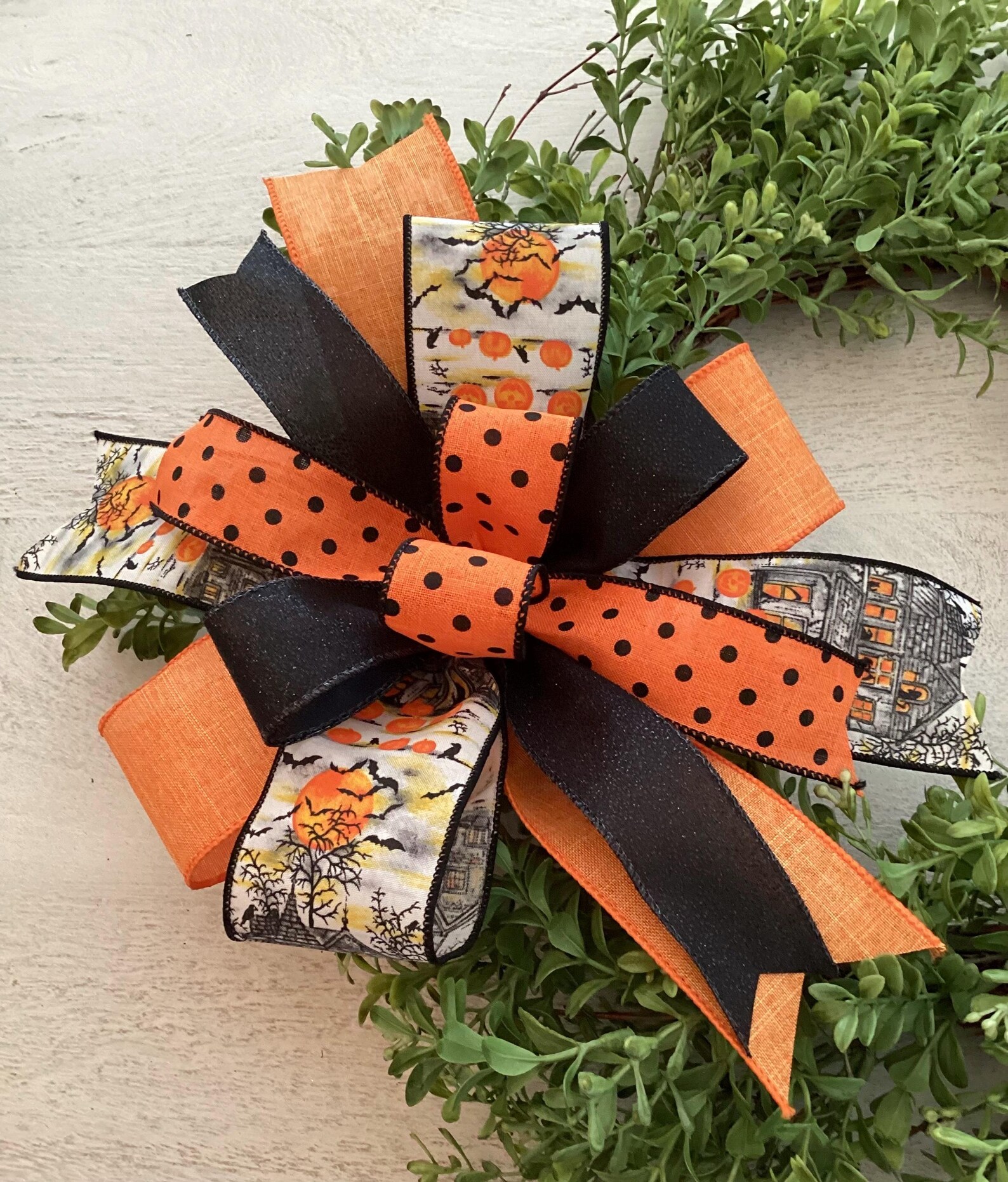 Halloween Pumpkin Wreath Bow, Black & Orange Lantern Bow, Fall Door ...