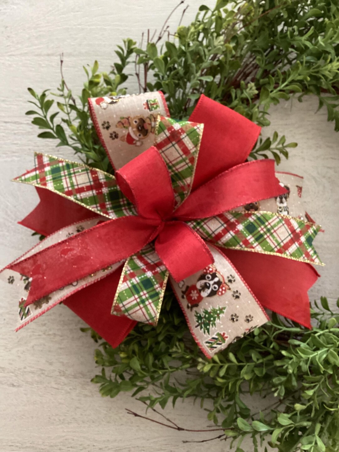 Christmas Dog Bow, Farmhouse Christmas Pet Wreath Bow, Christmas Tree ...