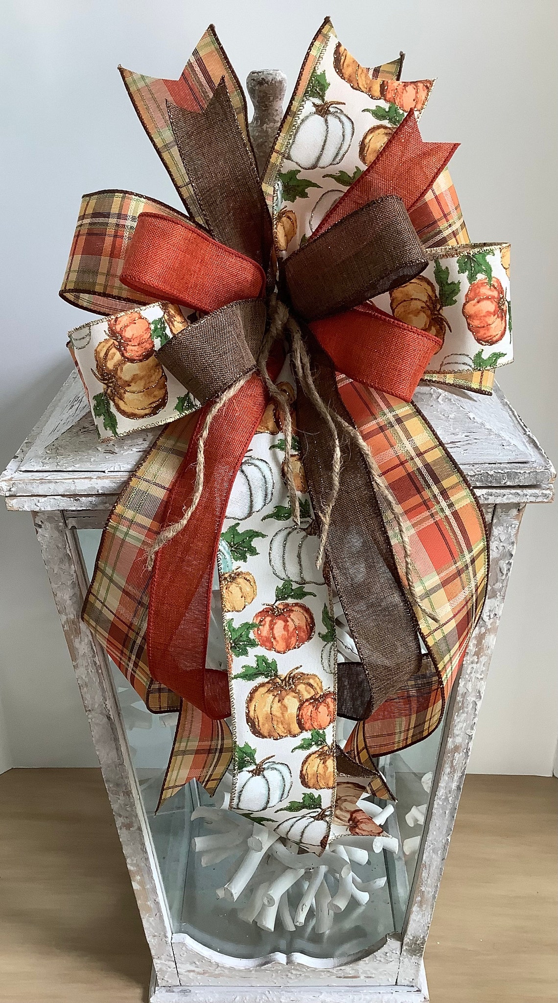 Fall Wreath Bow Lantern Bow Fall Door Hanger Bow Wreath - Etsy