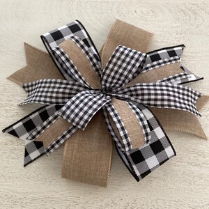 Black & Tan Check Wreath Bow, Lantern Bow, Door Hanger Bow, Wreath ...
