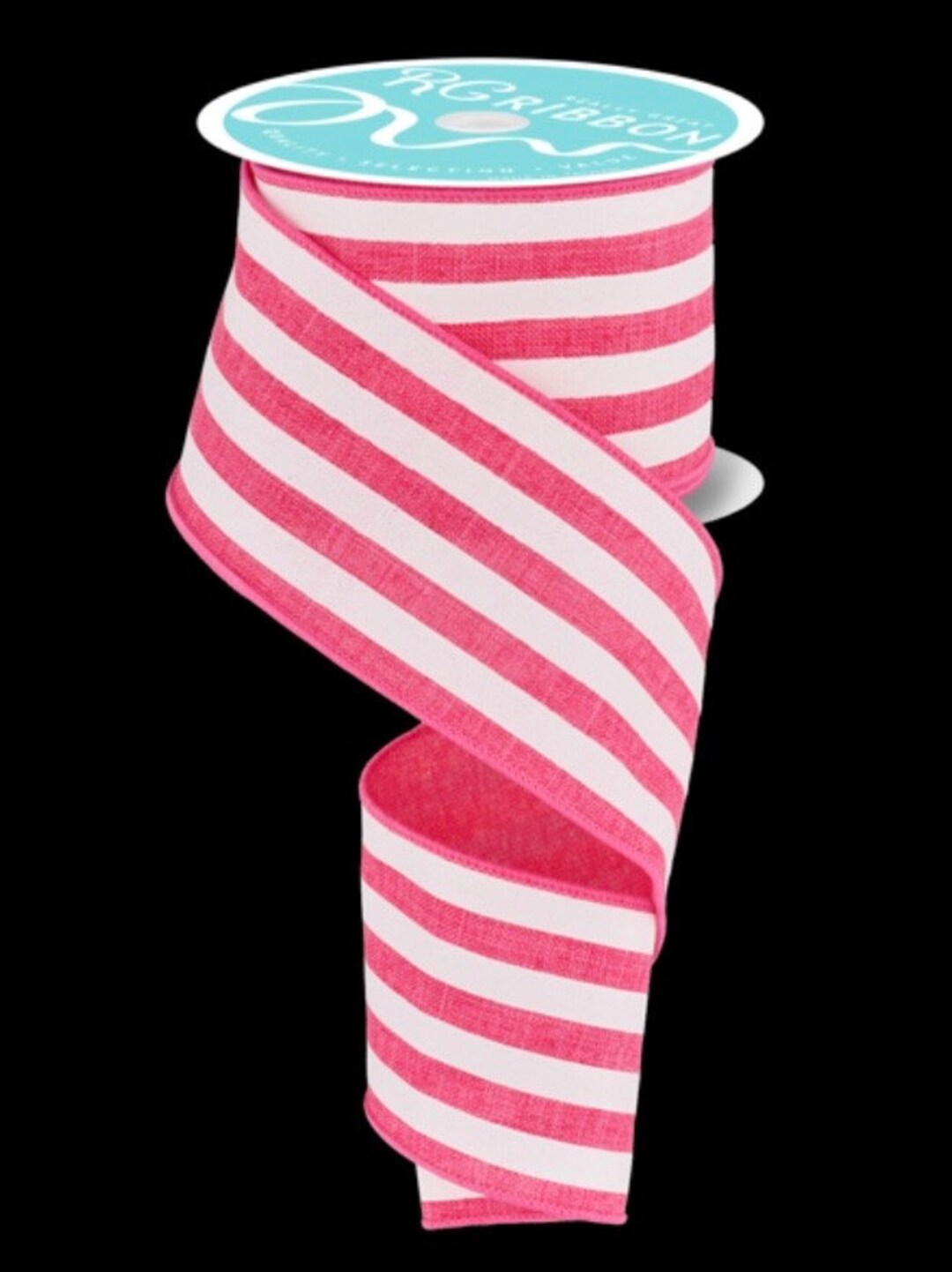 2.5" Valentine's Day Ribbon, Hot Pink and White Striped Wired Ribbon ...