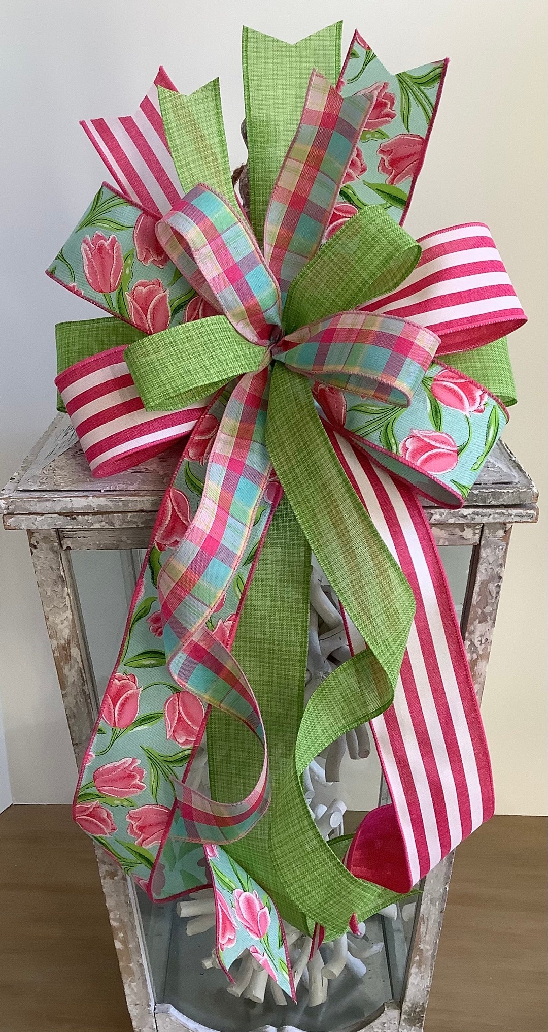 Tulip Wreath Bow Spring Wreath Bow Lantern Bow Spring Door Hanger