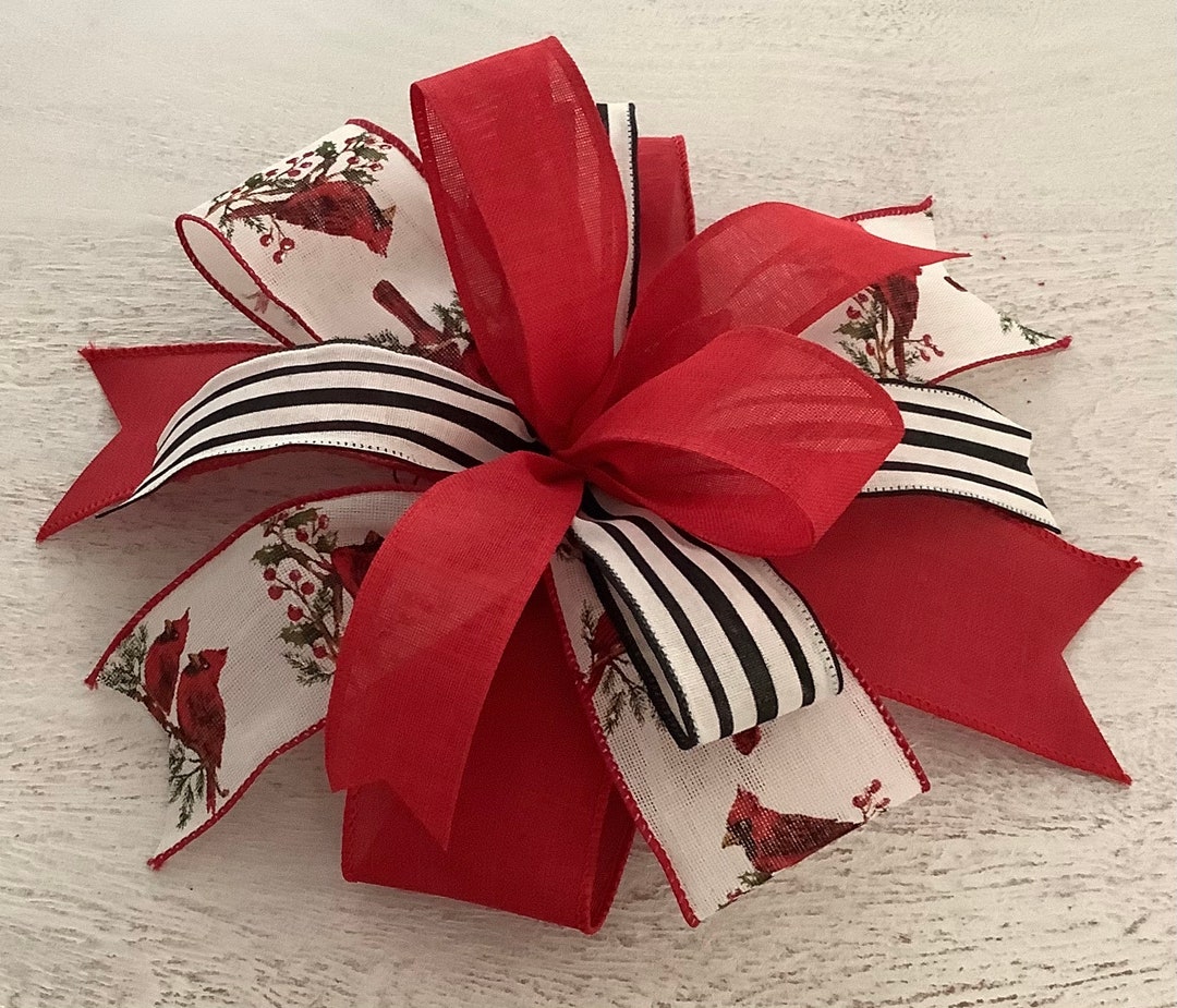 Cardinal Bow, Christmas Wreath Bow, Christmas Tree Decoration ...