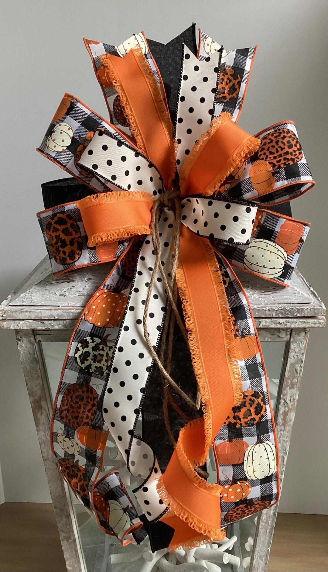 Fall Wreath Bow, Lantern Bow, Fall Door Hanger Bow, Wreath ...