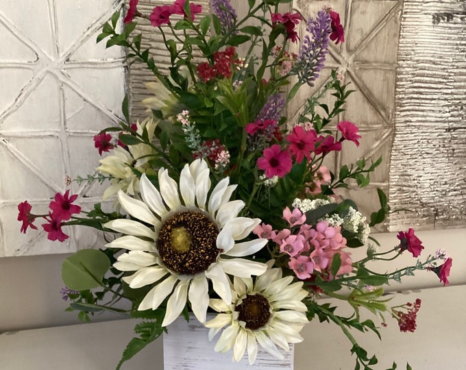 Spring Floral Arrangement, Wildflowers Mix Centerpiece, Flower Box ...