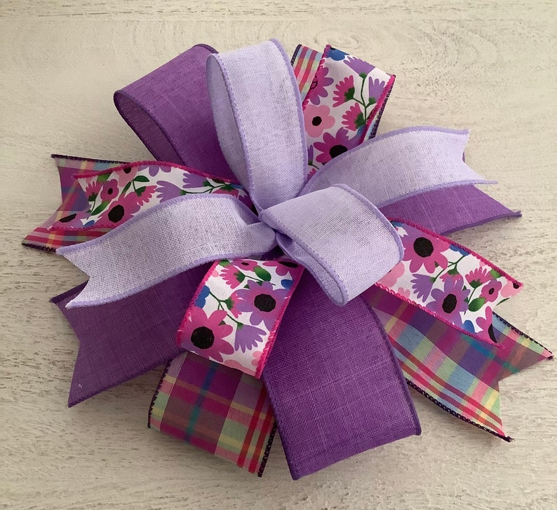 Floral Wreath Bow, Summer Wreath Bow, Lantern Bow, Door Hanger Bow ...