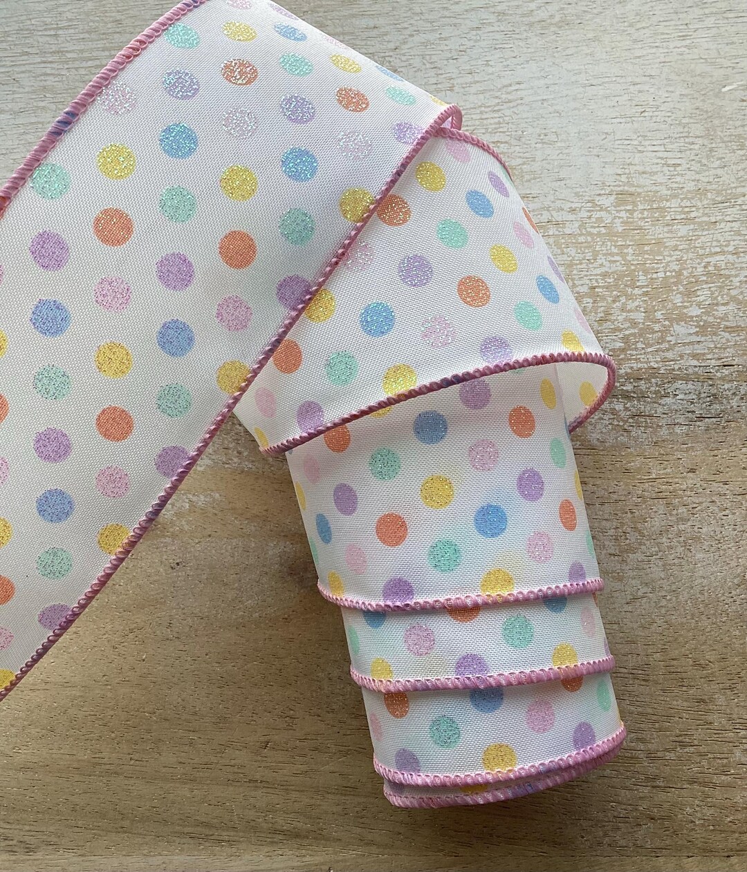 Spring Pastel Polka Dot Wired Ribbon, 2.5” Wide, 5 Yards - Etsy