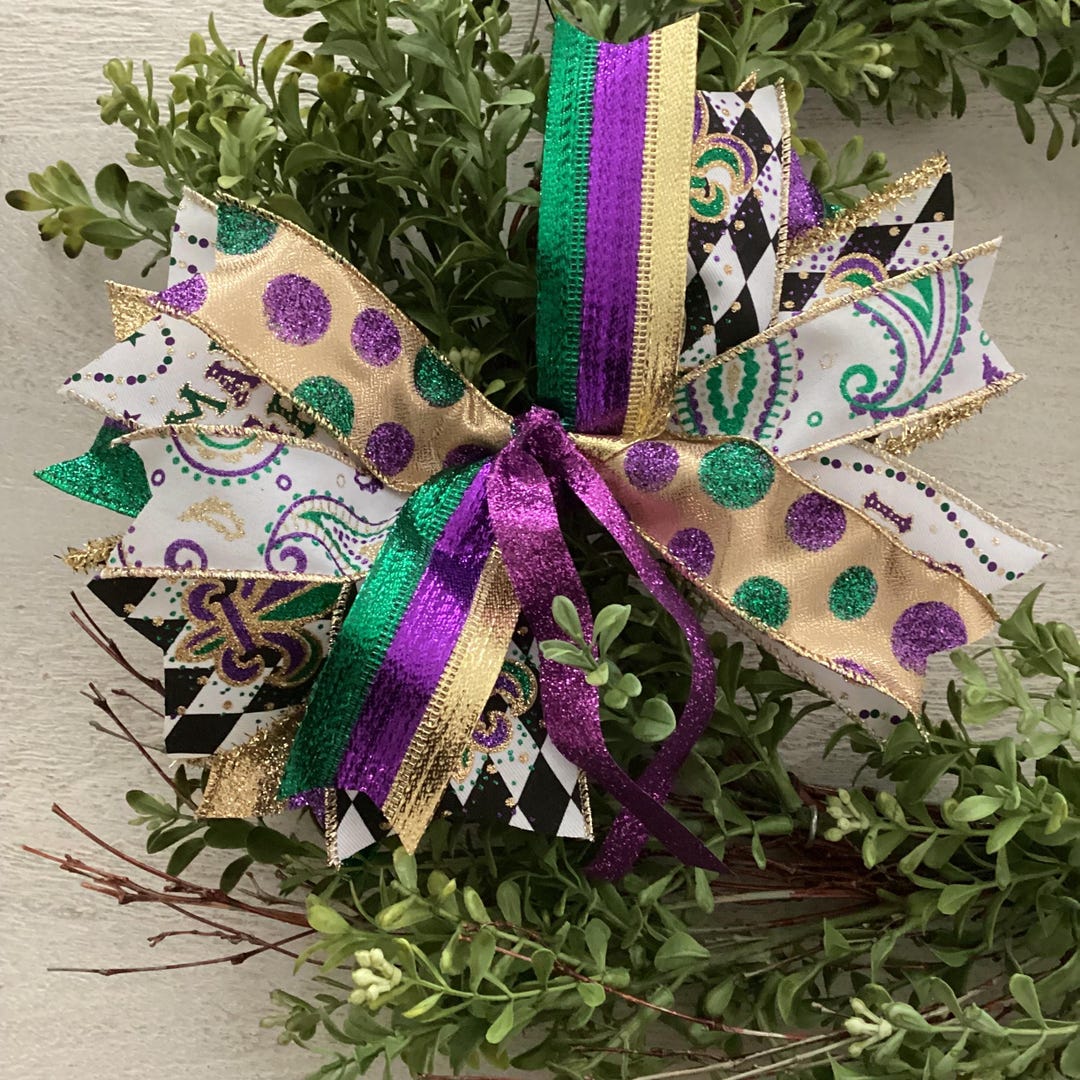 Messy Bow, Mardi Gras Messy Wreath Bow - Etsy
