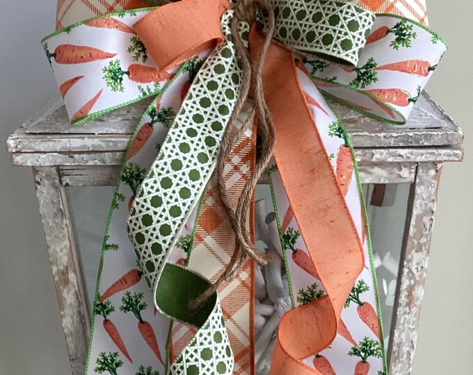 Easter Carrot Wreath Bow, Easter Wreath Bow, Easter Carrots Decor Bow, Bow for Easter Basket ...