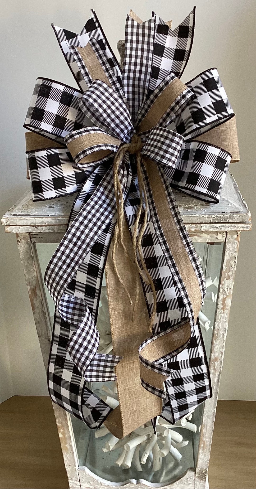 Farmhouse Wreath Bow, Lantern Bow, Door Hanger Bow, Wreath ...