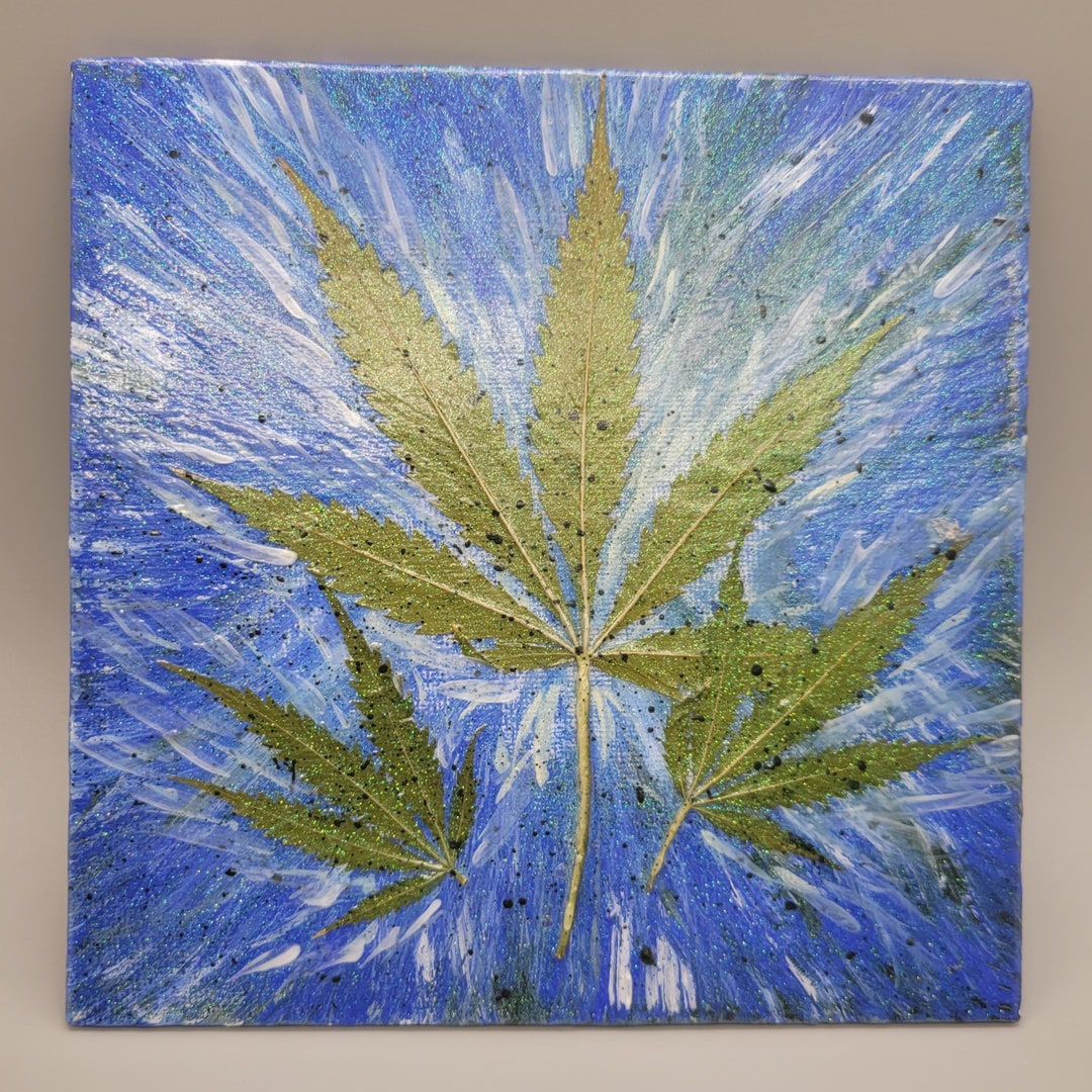Cannabis Leaf Painting, Cannabis Painting, Stoner Art, Cannabis Wall ...