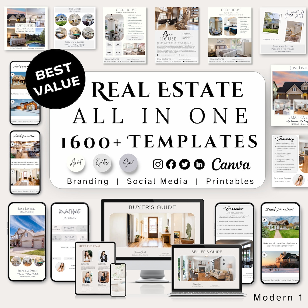 Real Estate Marketing Templates Bundle, Realtor Marketing Branding ...