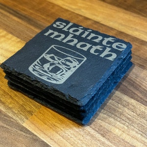 Slainte Mhath 4x Slate Coasters Set - Etsy