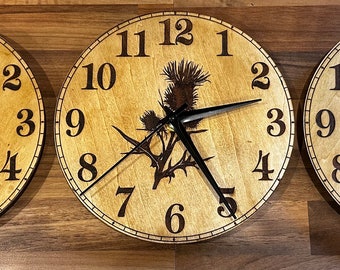 Whiskey Barrel Stave Wall Clock With Stag, Highland Cow, or Scottish ...